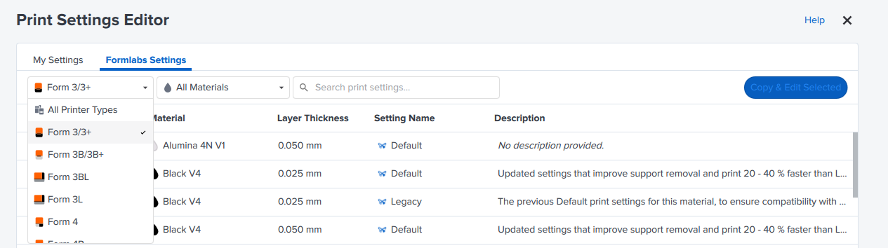 Printing with Open Material Mode (SLA)